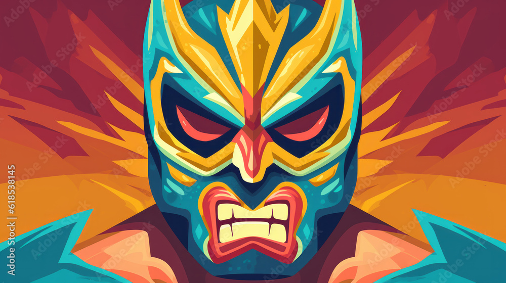 Luchador illustration with colorful colors Stock Illustration | Adobe Stock