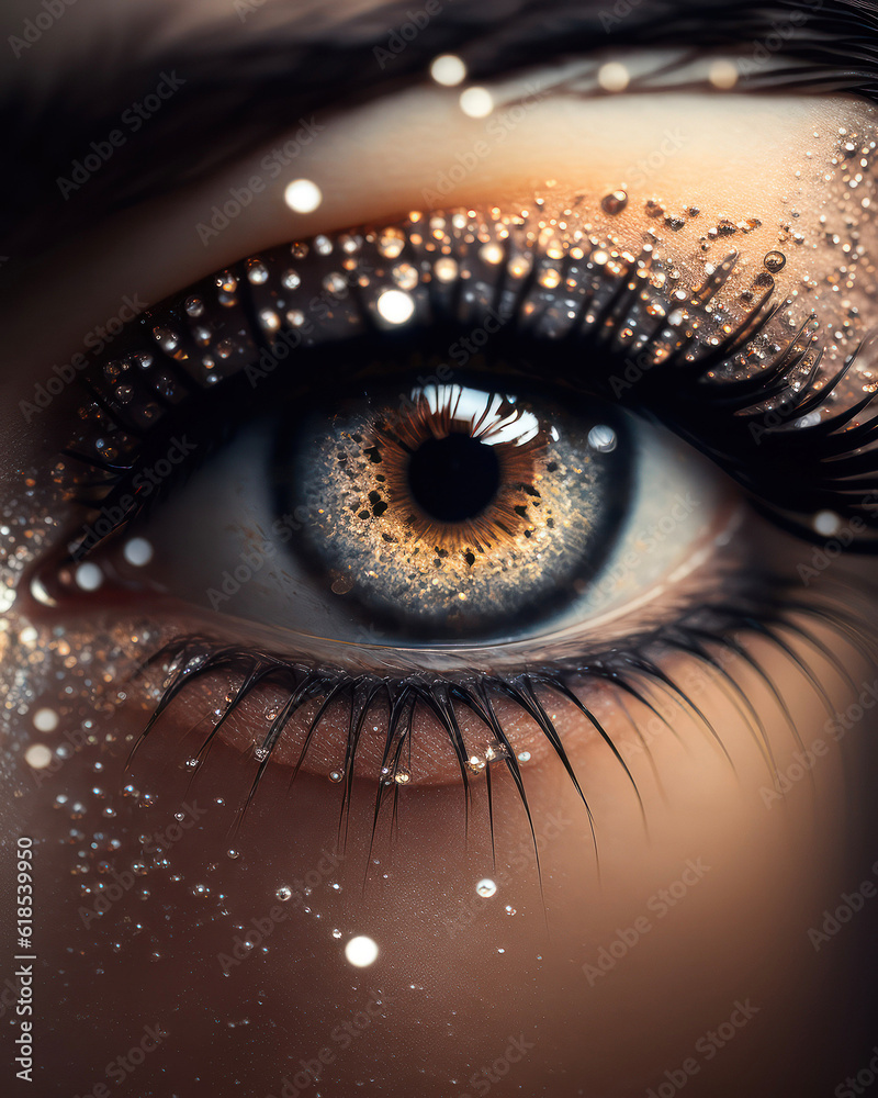 Generated photorealistic image of a human eye with sparkles Stock ...