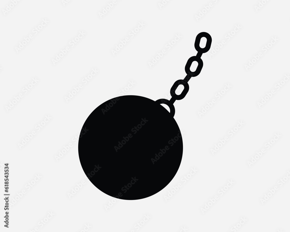 Wrecking Ball Icon. Destroy Demolish Demolition Heavy Round Metal Chain ...