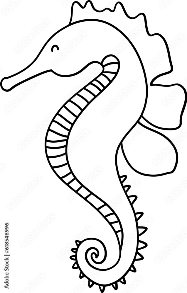 cute sea ??horse outline, Underwater sea life, ocean creatures clipart ...