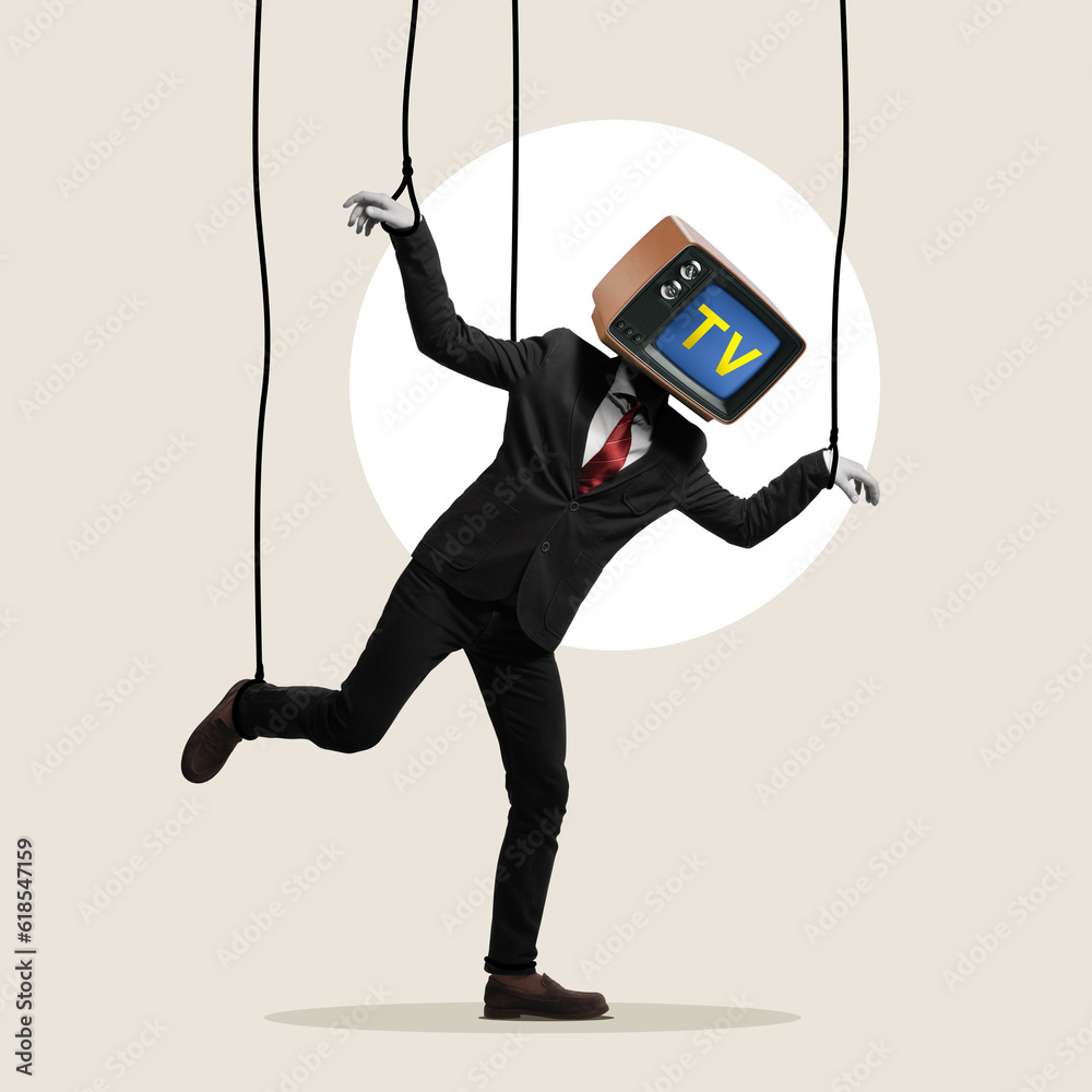Manipulation by using of a media. Art collage. Stock Illustration ...