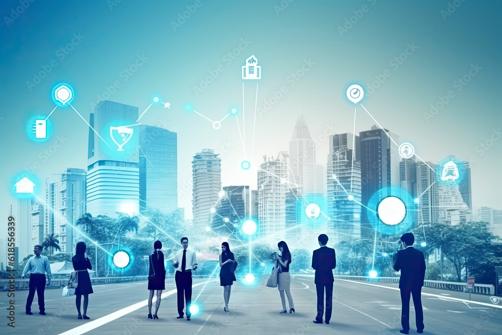 Smart city conceptual, scene of people in urban area lifestyle with ...