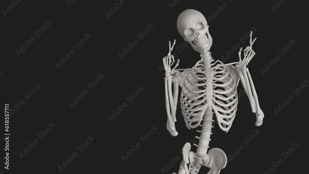 skeleton posing 3d render with black background Stock Illustration ...