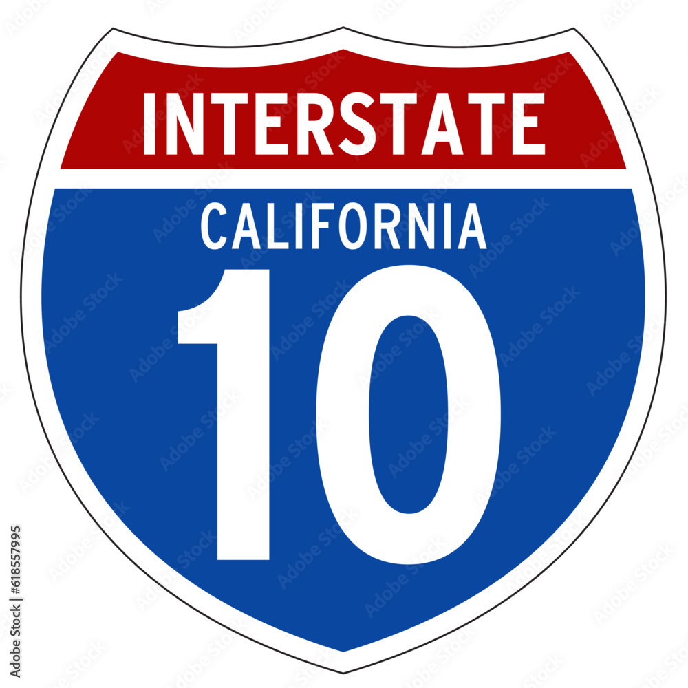 Interstate 10 Sign, I-10, Isolated Road Sign vector, California, US ...
