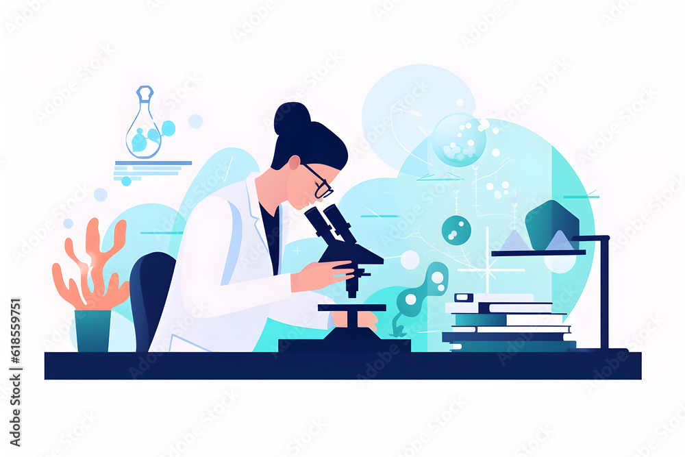 Flat vector illustration medical development laboratory caucasian ...