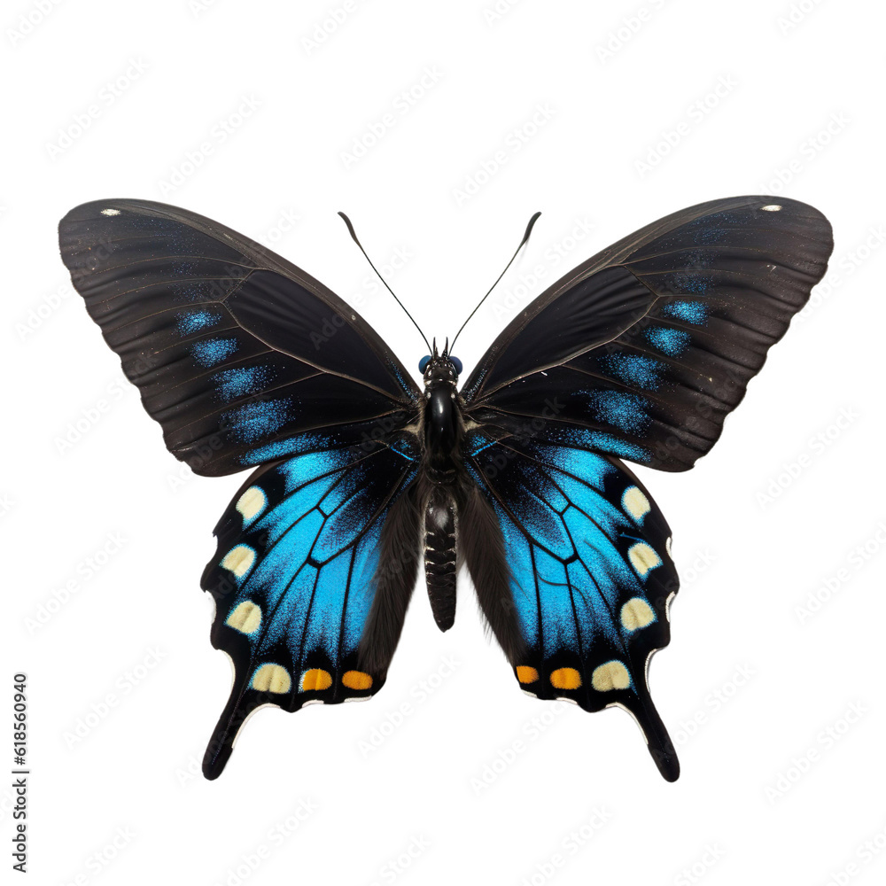 Front view of Pipevine swallowtail butterfly isolated on white ...