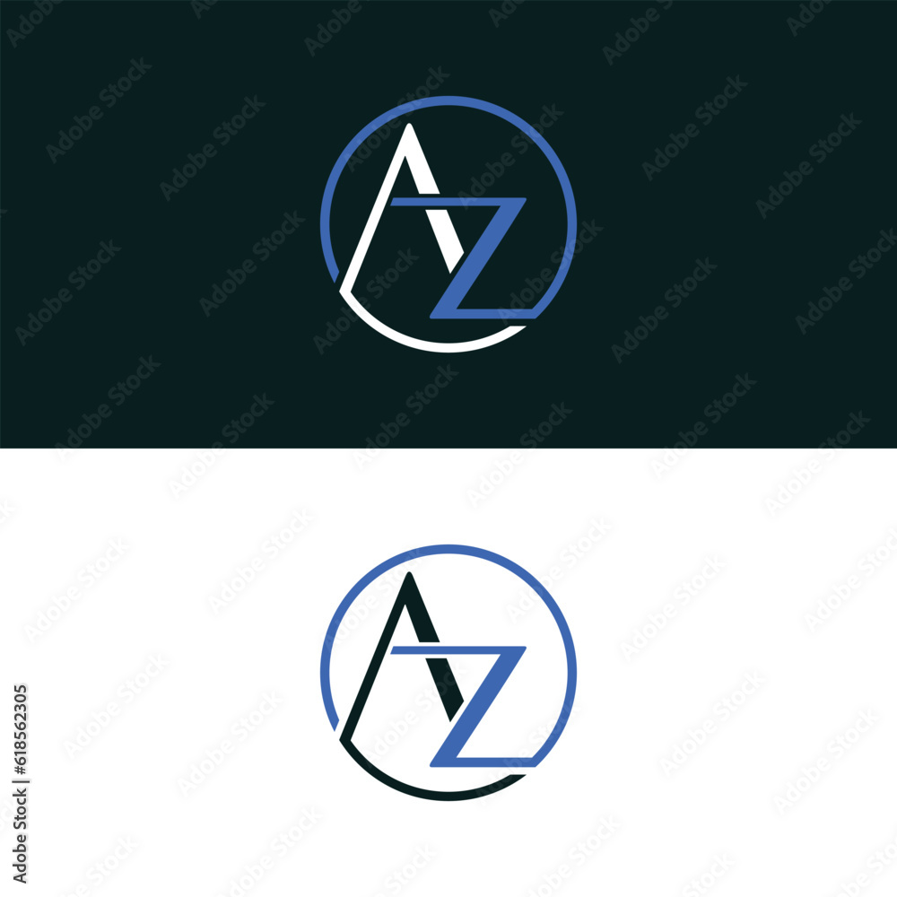 Letter AZ with circle logo design template vector. designs concept ...