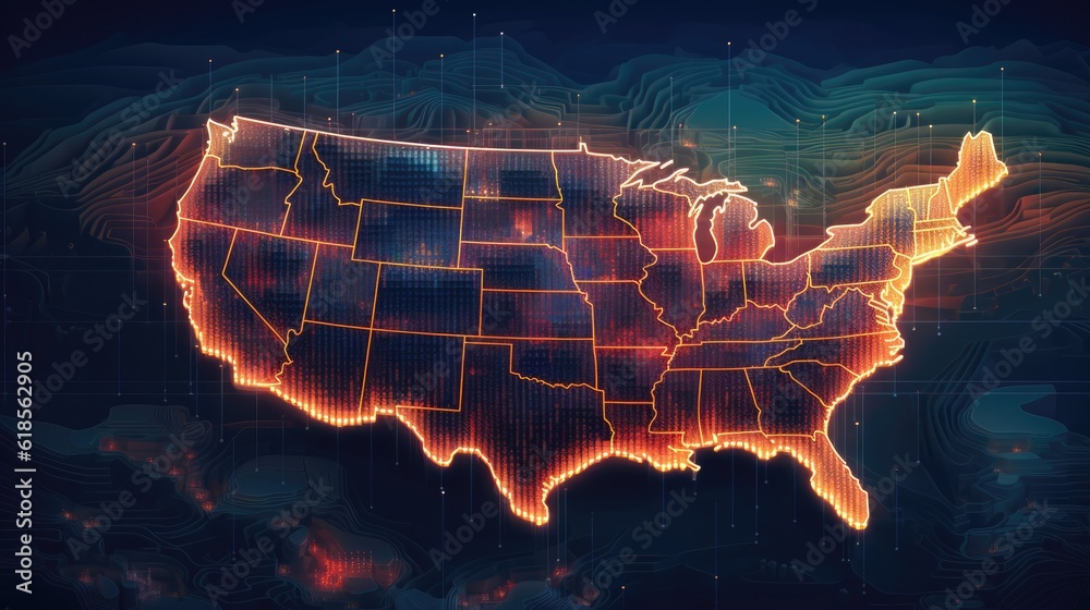USA map digital concept. Generative AI Stock Illustration | Adobe Stock