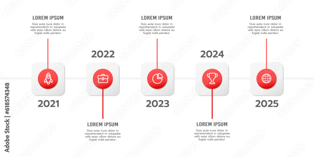 Infographic timeline report red point design template. Milestone ...
