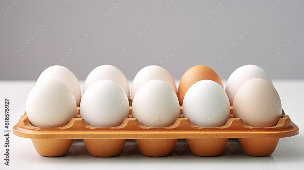 White Eggs around Brown Shell Eggs in an Egg Tray. Represents Diversity ...