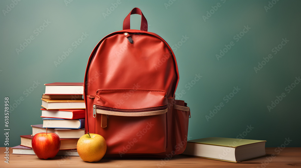 Books and backpack. Concept of back to school. AI generated Stock ...