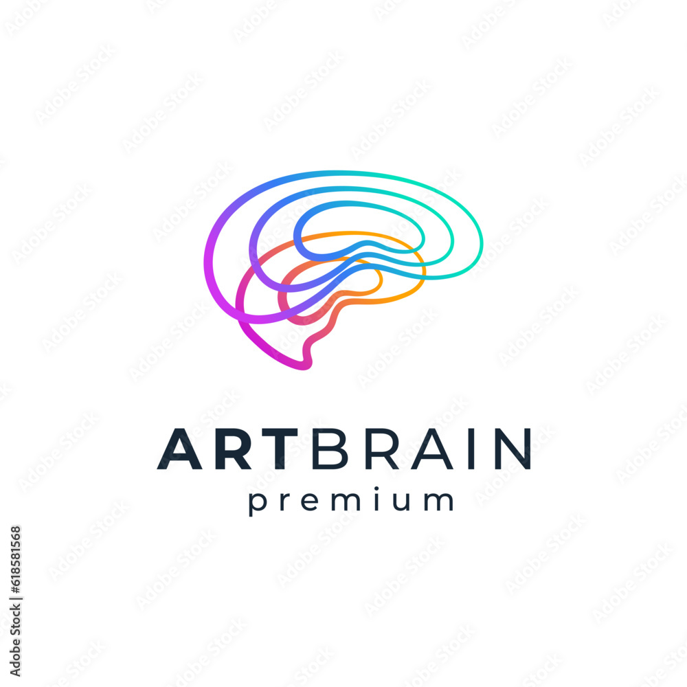 abstract brain with lineart style logo design Stock Vector | Adobe Stock