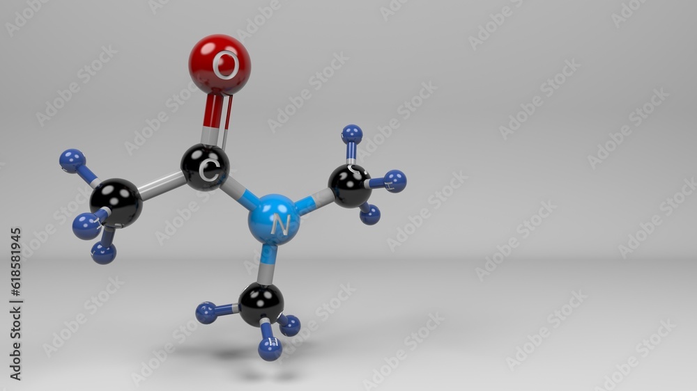 N,N−Dimethylacetamide molecule. Molecular structure of DMAc oily ...