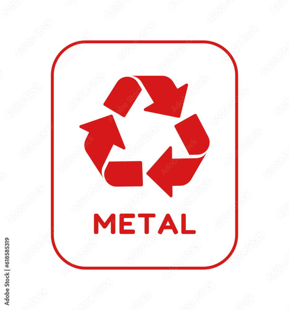 Vector metal recycling symbol. Red recycle symbol on white background ...