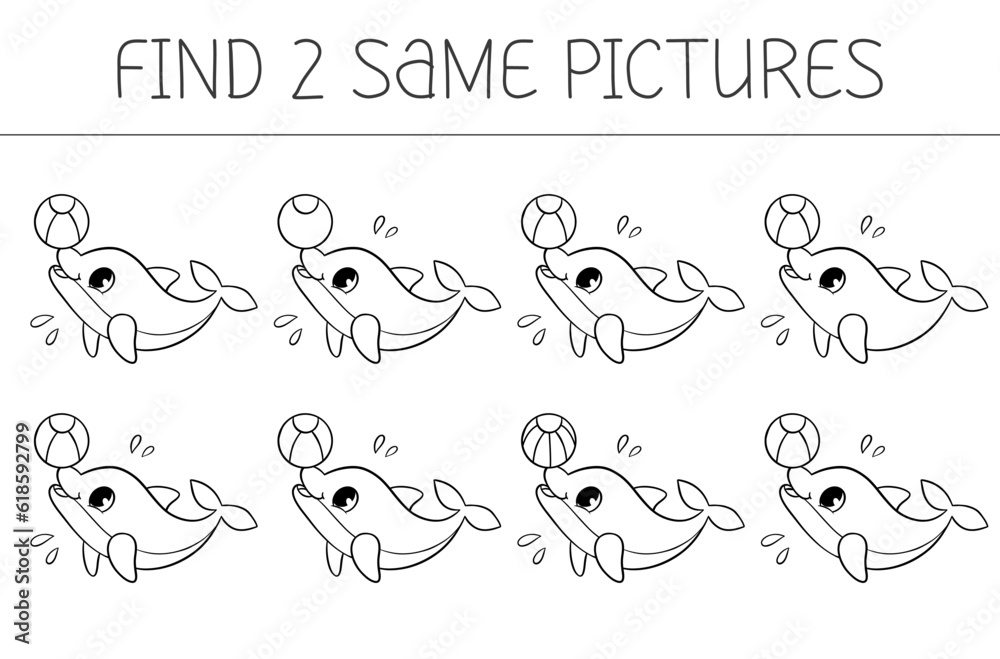 Find two some pictures is an educational game for kids with dolphin ...