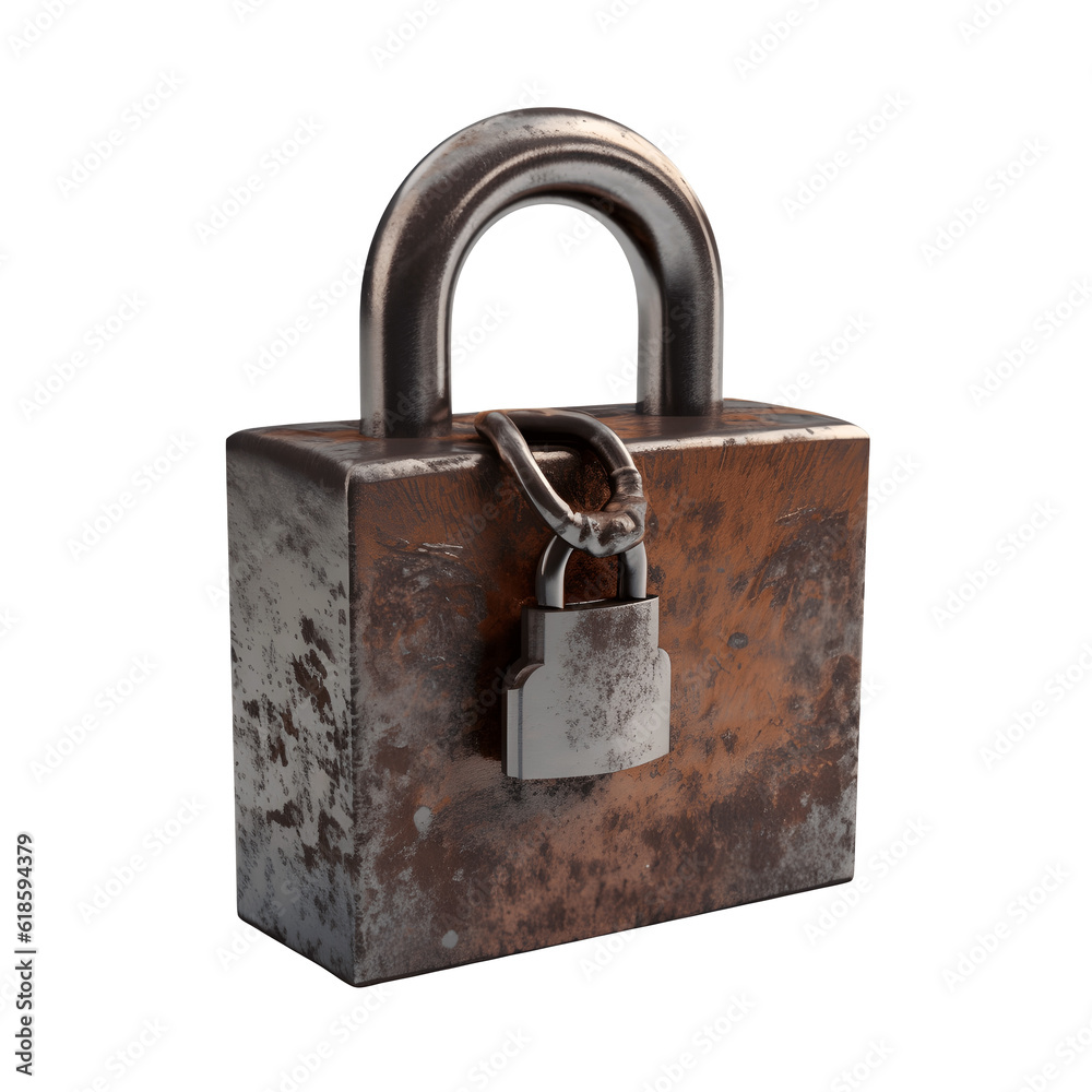 Rusty lock padlock on transparent background white background, png file ...