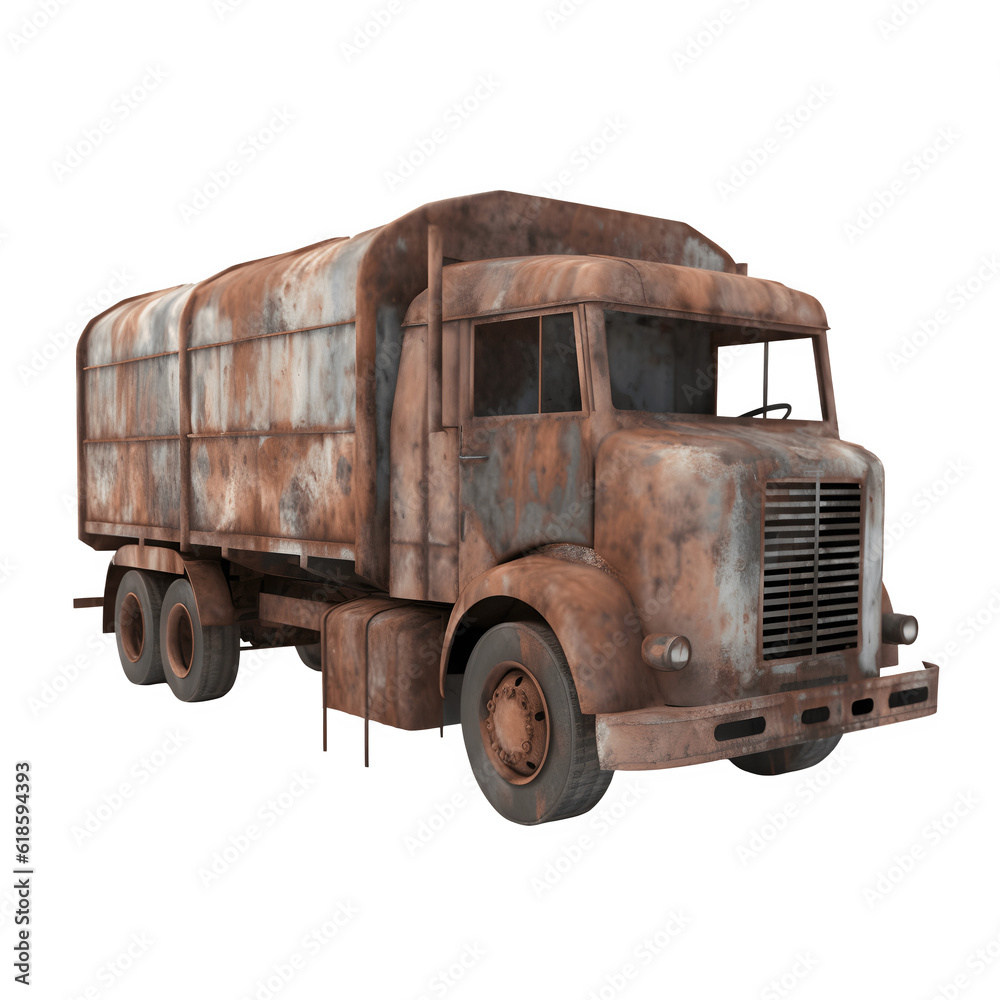 Rusty truck on transparent background white background, png file with ...