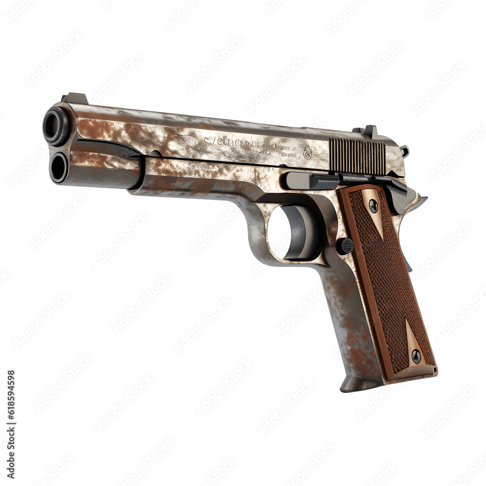 Rusty gun on transparent background white background, png file with ...