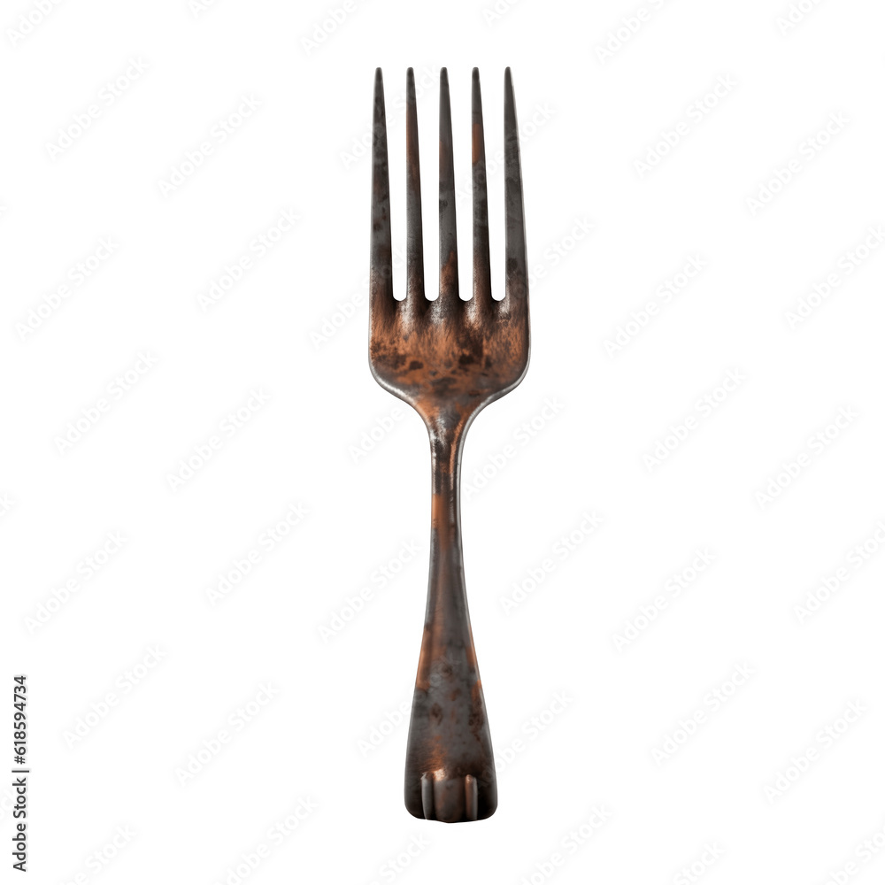 Rusty fork on transparent background white background, png file with ...