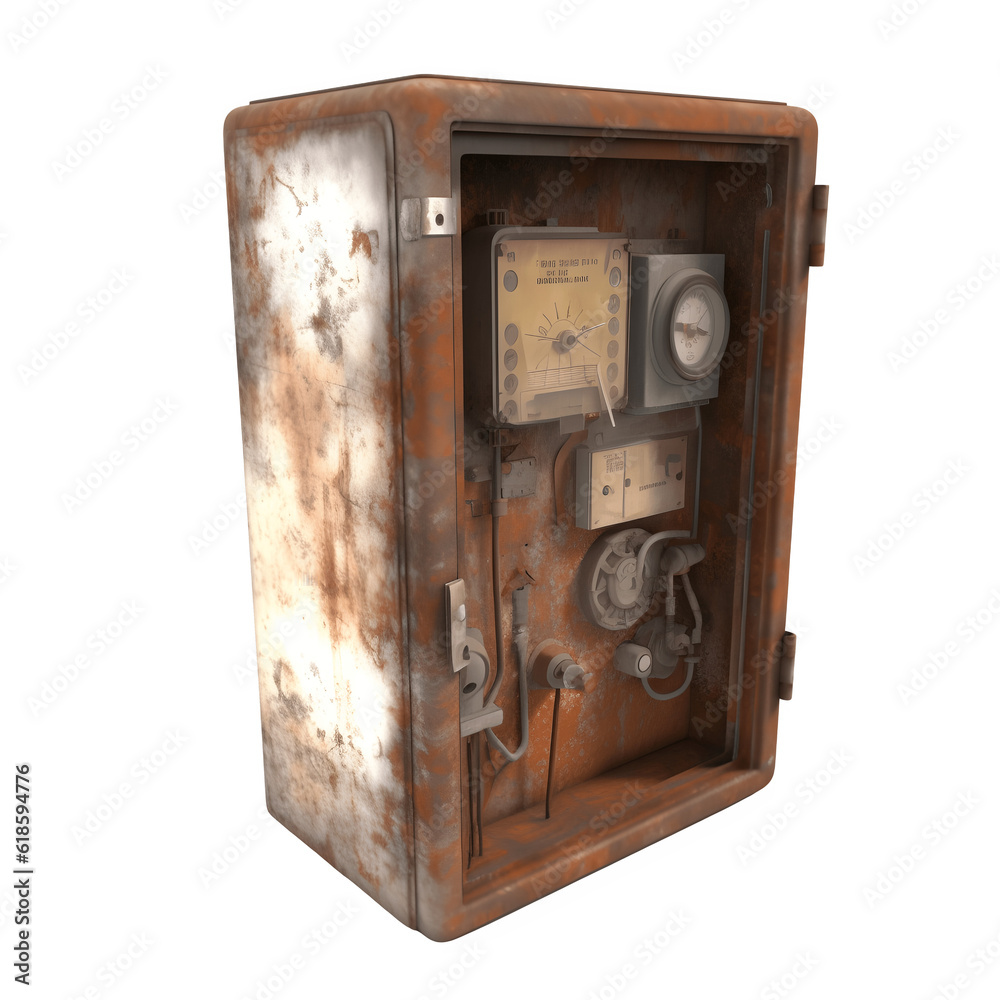 electric meter box Rusty on transparent background white background ...