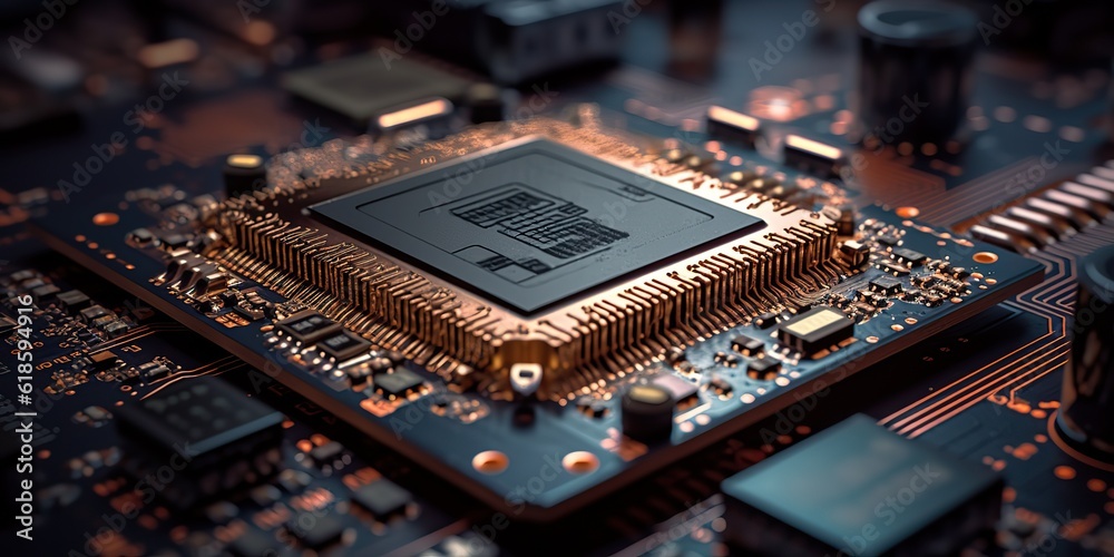 AI Generated. AI Generative. PC computer micro chip processor ...