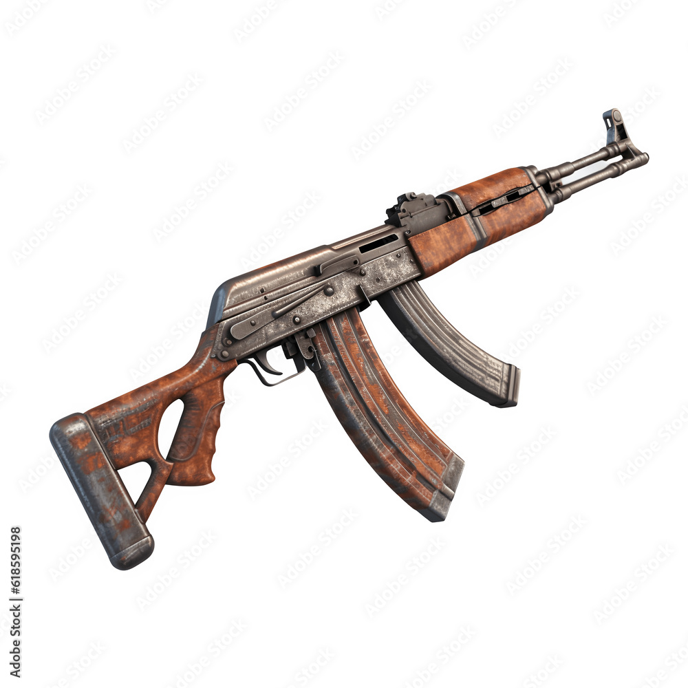 Rusty AK Gun on transparent background white background, png file with ...
