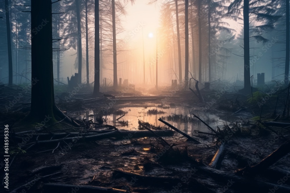 An impactful image showcasing the devastating effects of pollution on a ...