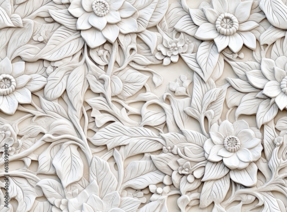 Patterns on the ceiling gypsum sheets of white flowers, plaster ...