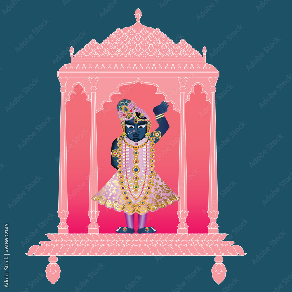 Shrinathji or Lord Krishna as Pichwai folk painting Stock Vector ...