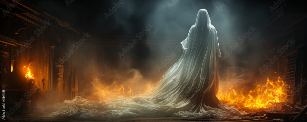 Ghostly Manifestation: Terrifying, Spooky Ghost in a Haunted House for ...