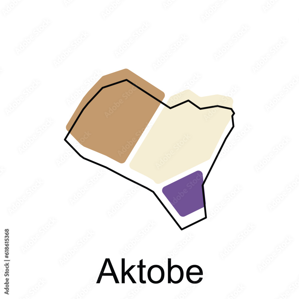 Aktobe City Republic of Kazakhstan map vector illustration, vector ...