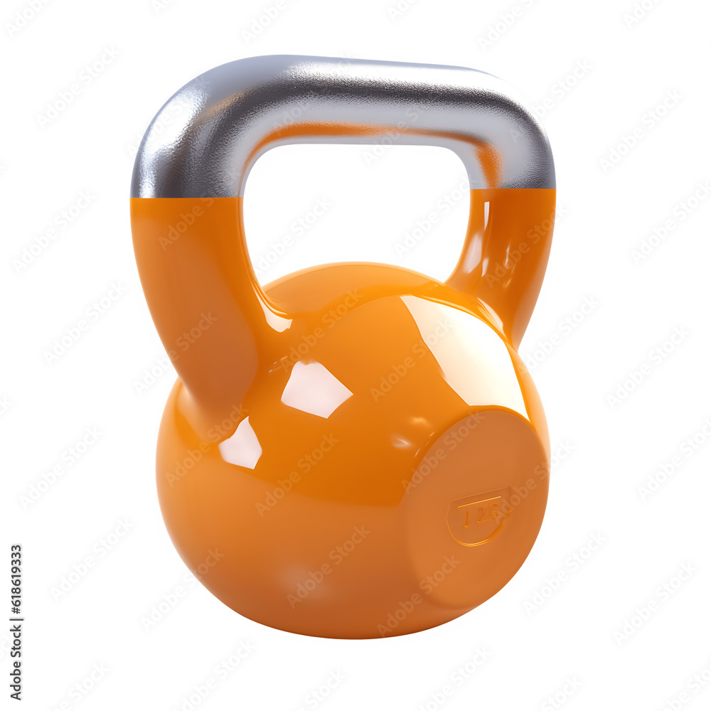 Orange Gym Kettlebell on transparent background, white background, png ...