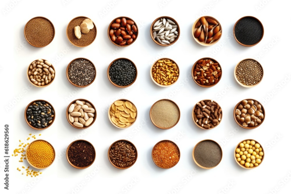 Different types of spices, seeds, berries, icon sets, generative ai ...