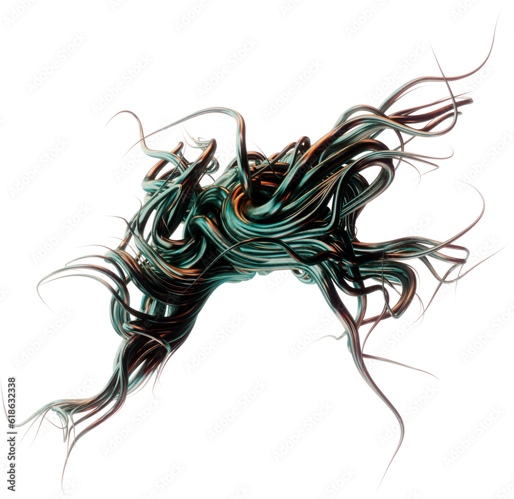 Twisted Abstract Tentacle Hair Cluster Shape on Transparent Background ...