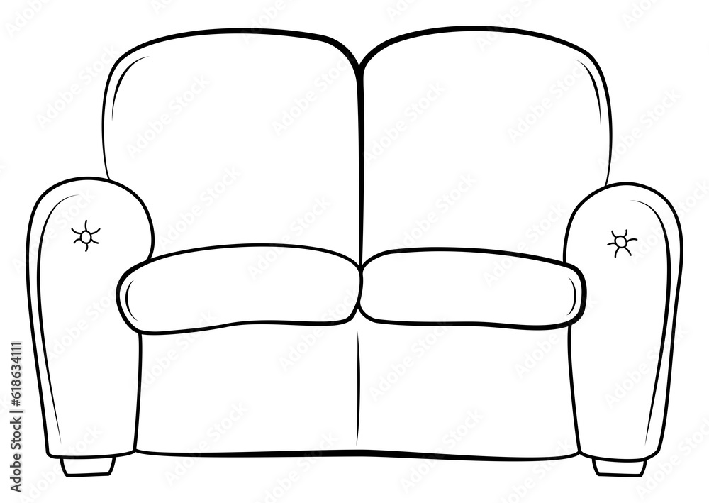 Couch outline icon. Hand drawn sketch sofa. Illustration upholstered ...