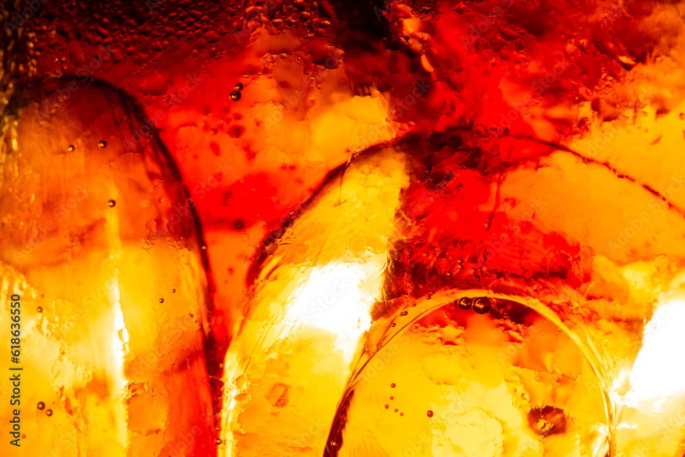 macro cola texture,,macro soft drink texture,Close up view of ice cubes ...