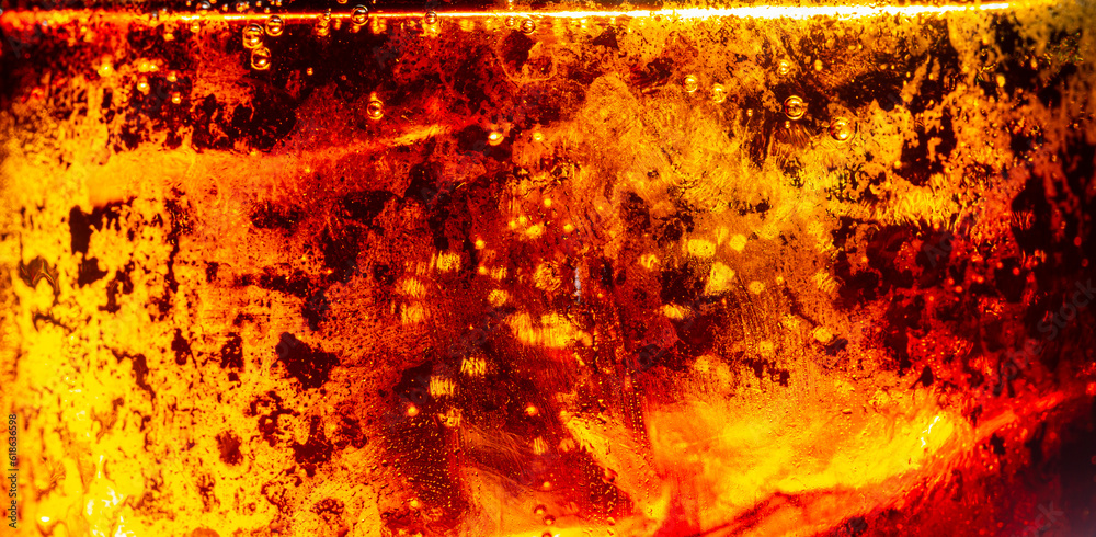 macro cola texture,,macro soft drink texture,Close up view of ice cubes ...