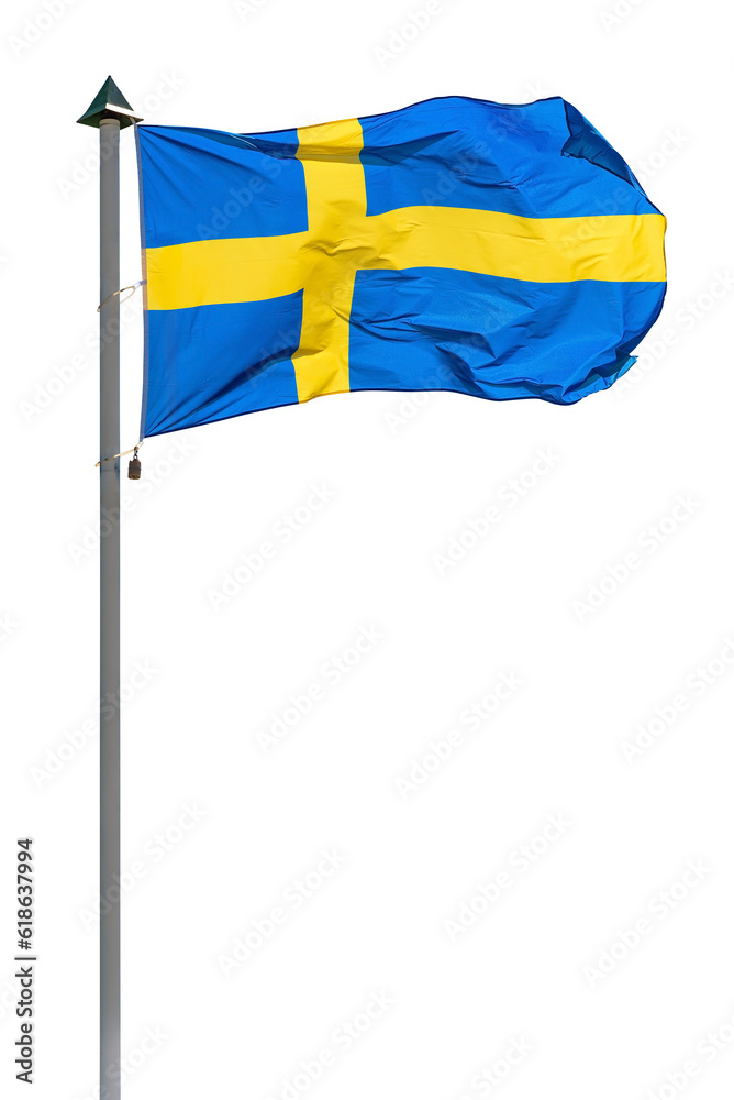 Swedish flag on a pole on transparent background Stock Photo | Adobe Stock