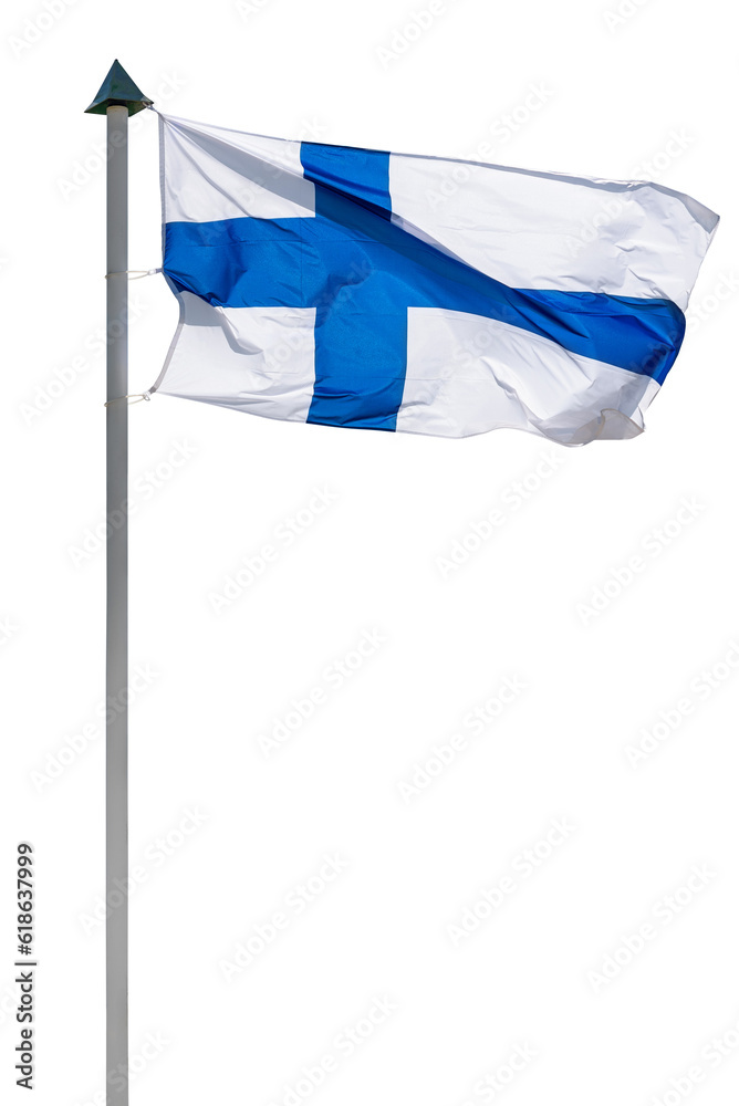 Finnish flag on a pole on transparent background Stock Photo | Adobe Stock