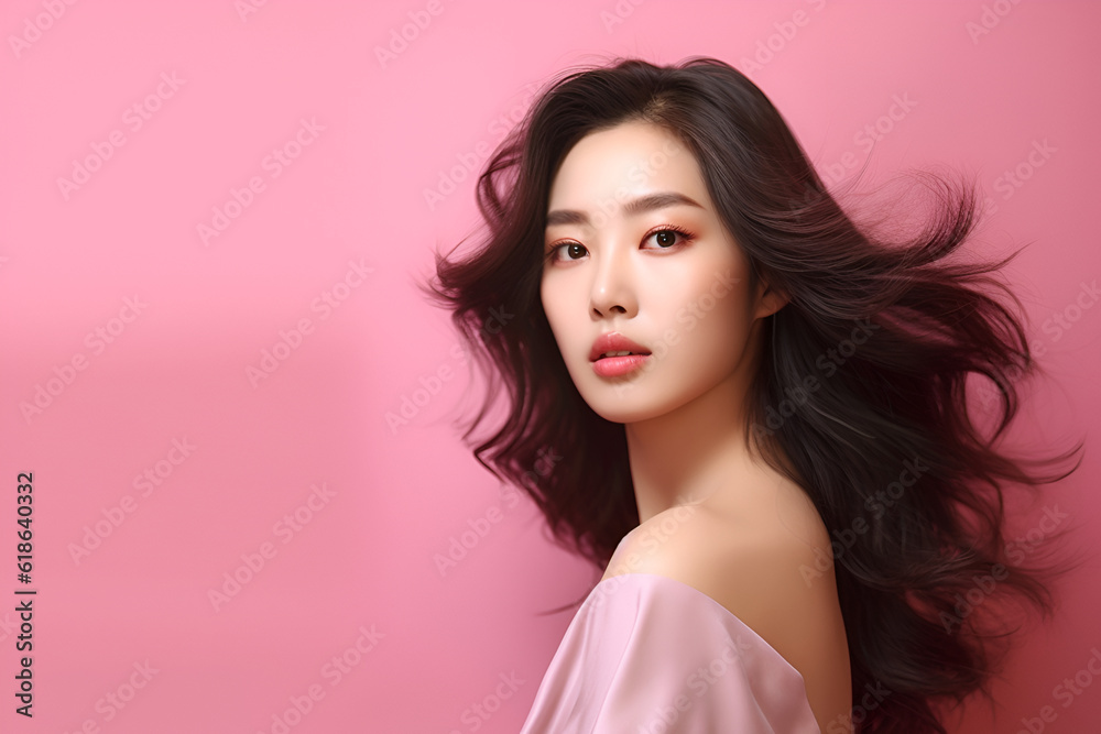 Generative ai portrait of beautiful asian woman on different color ...