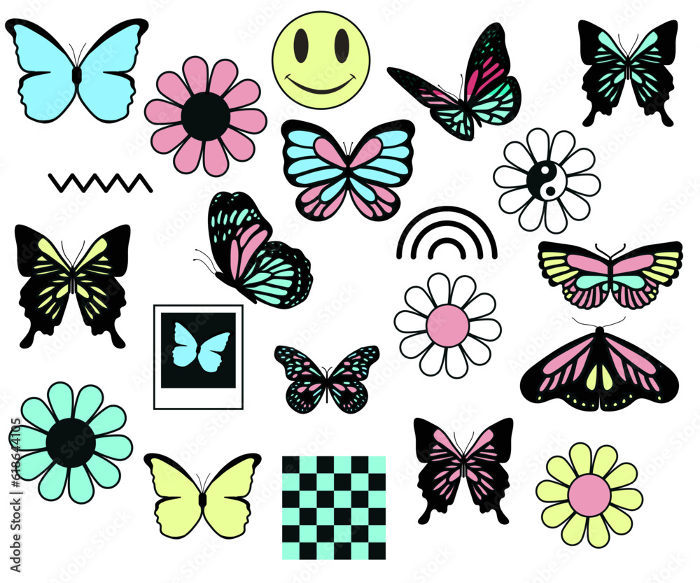 Neon Nineties nostalgia clipart svg bundle Stock Vector | Adobe Stock