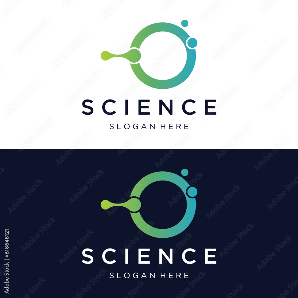 Science laboratory logo template design with molecule bubble with ...