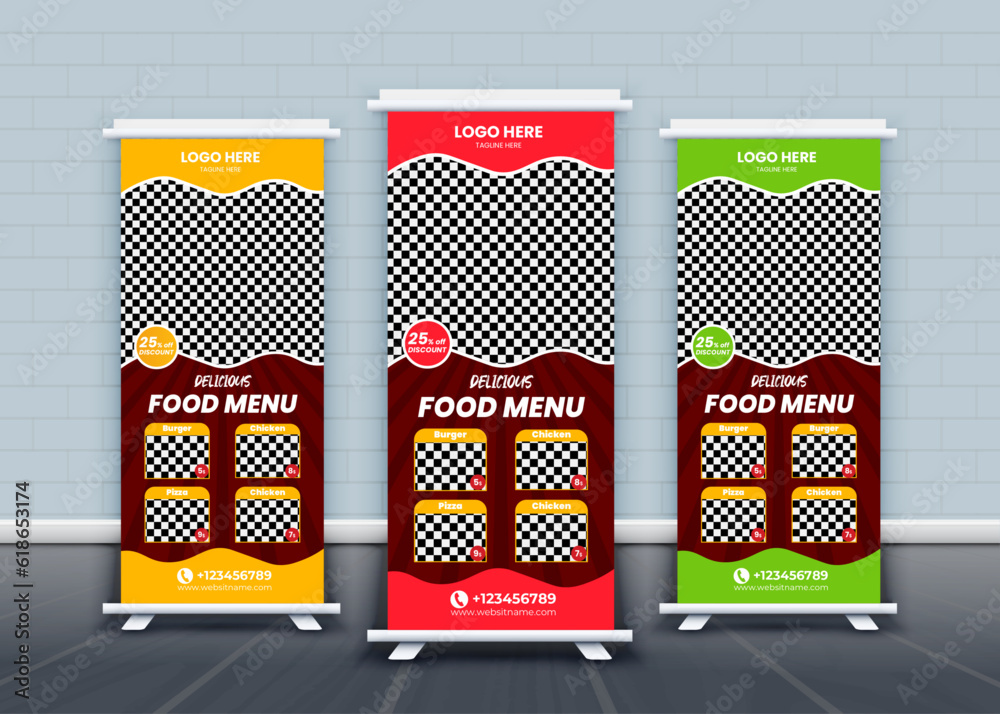 food roll up banner design and special delicious food xbanner template ...