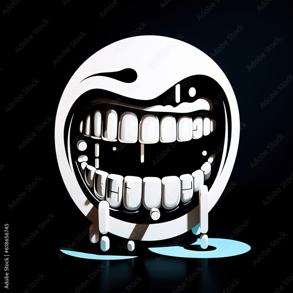 exaggerated facial expressions, smile, many toothy faces, black and ...