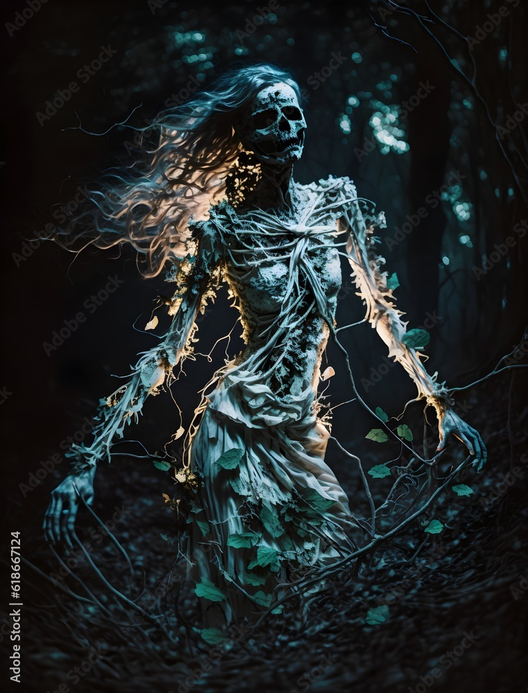 ynamic macro photograph of a skeletal zombie woman dynamic poses full ...