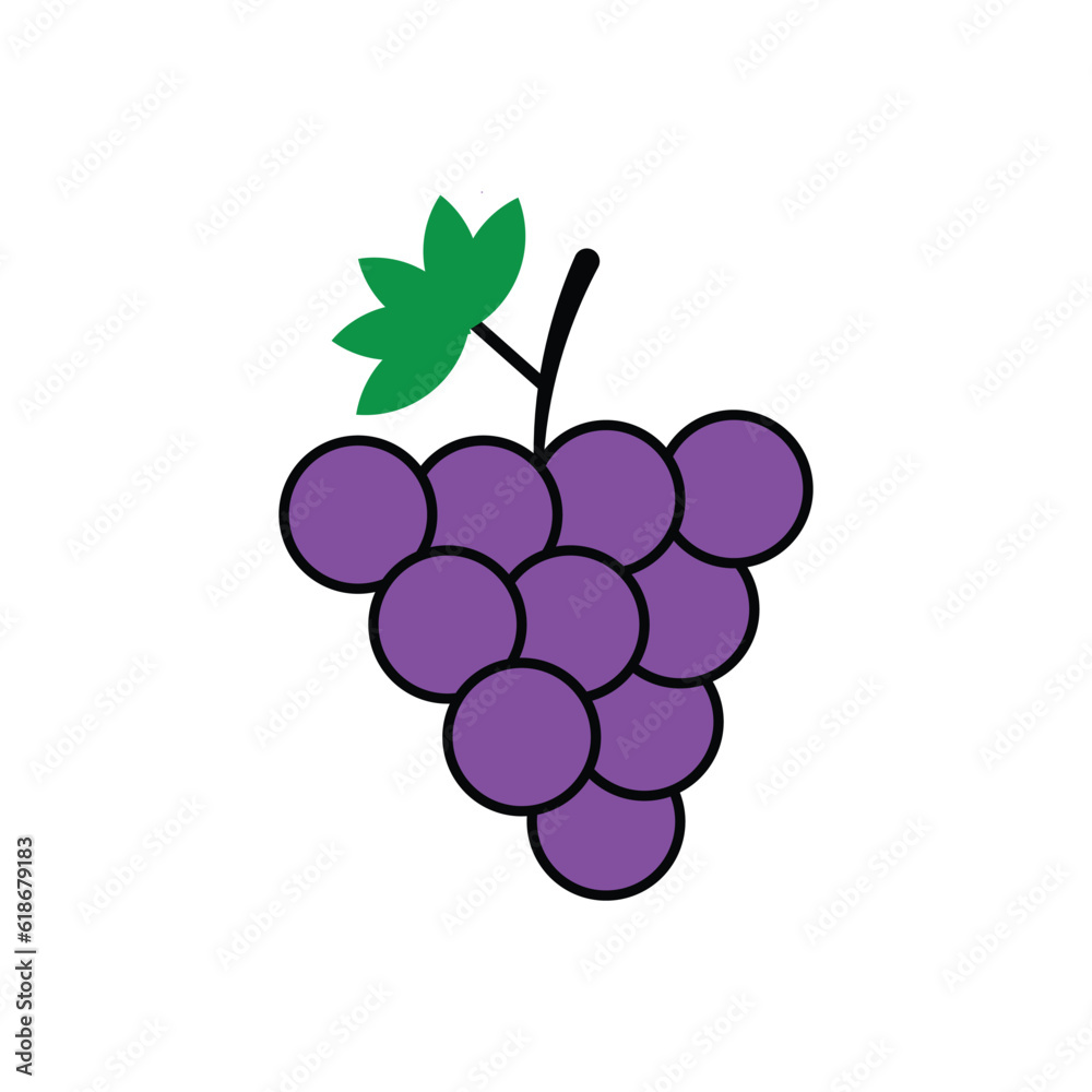 Ikon anggur. Grapevine dengan daun. Logo anggur. Piktogram buah ...