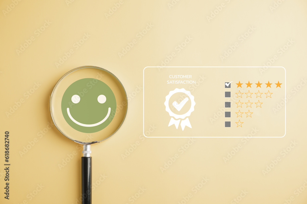 Seeking happiness smiley face icon in magnifying glass amid sadness ...
