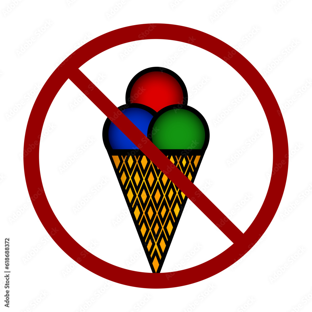 Ice cream prohibition sign. Stock Vector | Adobe Stock