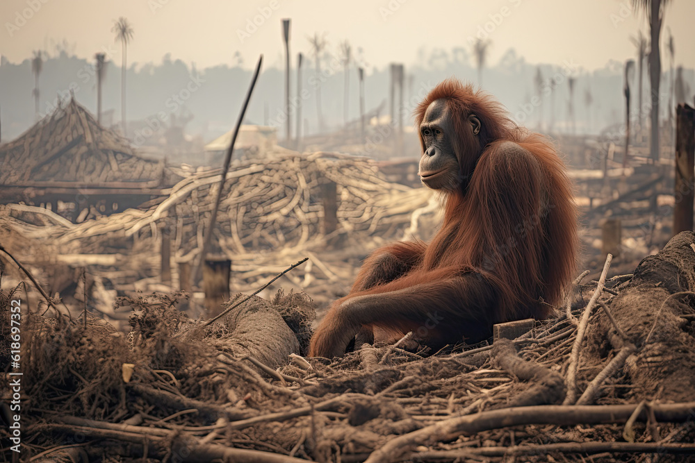Deforestation orangutan homeless animal renewable energy forest ...