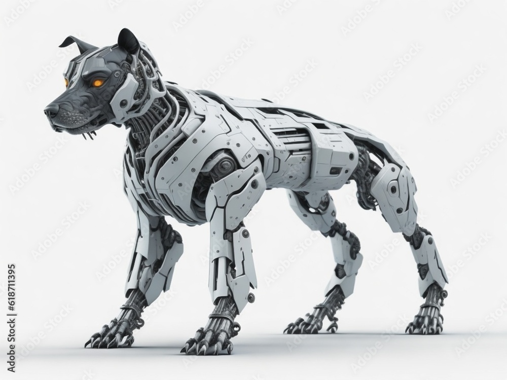 Robot Dog on white background, Futuristic view robot dog, AI-generated ...
